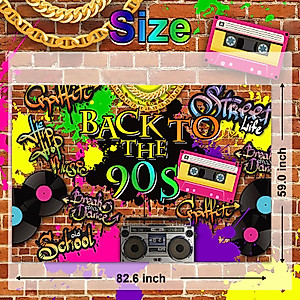 Mocsicka 90’S Backdrop Hip Hop Graffiti Brick Wall Retro Radio Fashion Photography Background Back to The 90’S Themed Party Banner Decoration Backdrops (7x5ft)