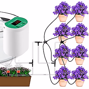 Automatic Watering System for Potted Plants Watering Devices Automatic Plant Waterer System with 8 Irrigation Drippers and 2 Sprinkler Chargeable