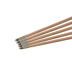 SHARROW 6 Pack 33 inch Traditional Bamboo Arrows Target Practice Arrow with 5 inch Tureky Feather and Broadheads for Recurve Bow Longbow (Blue)