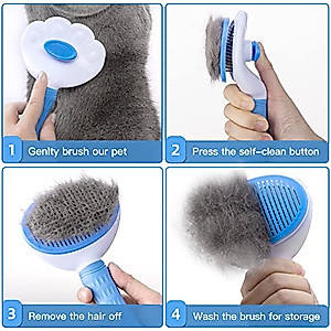 Self-Cleaning Slicker Brush for Dogs & Cats: Dog Grooming Brush for Shedding Tangles Hair Gently Deshedding Dog Brush for Long Haired & Short Haired Dogs Pet