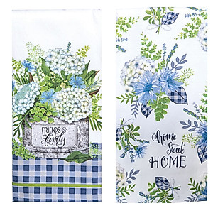 Love Grows Here Farmhouse Collection Terry Towels Bundle of 2, Friends Family and Home Sweet Home