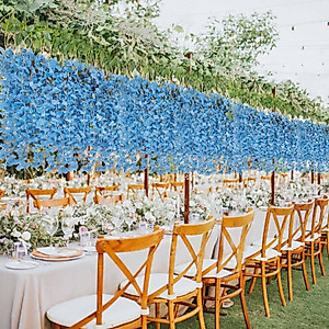 Ranslen 48 Pieces Artificial Wisteria Flower Hanging Silk Garland Vine Ratta Wedding Decor String Home Party Garden Outdoor Decoration Supplies (Blue, 48)
