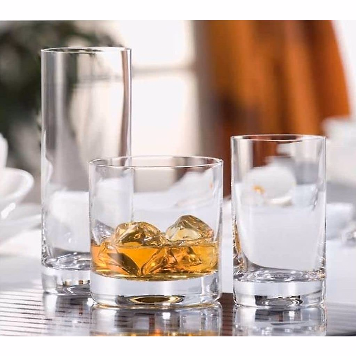 Crystalex 13.5oz (400ml) Whiskey Tumblers DOF Glasses "BLUES". Lead-Free Crystal. Set of 6.