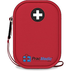PracMedic Bags Auvi Q Carrying Case- Medicine Pouch - First Aid Pouch for Asthma Inhaler Case, Pump, Kids, Purse Essentials, Seizure Meds, Nasal Spray, Syringe, Travel Medicine, Hiking (Q-Pouch Red)