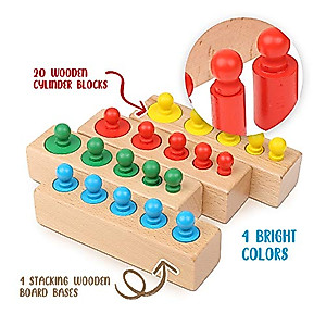 Boxiki kids Montessori Toys. Stacking Rainbow Wooden Puzzle. Innovative Puzzles to Boost Your Child's Brain Power and Creativity. Great Gift for Boys and Girls Aged 4+ Years Old.