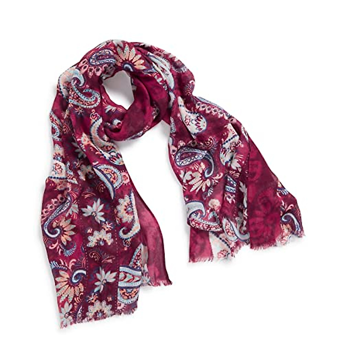 Vera Bradley Women's Lightweight Soft Fringe Scarf, Paisley Jamboree, One Size