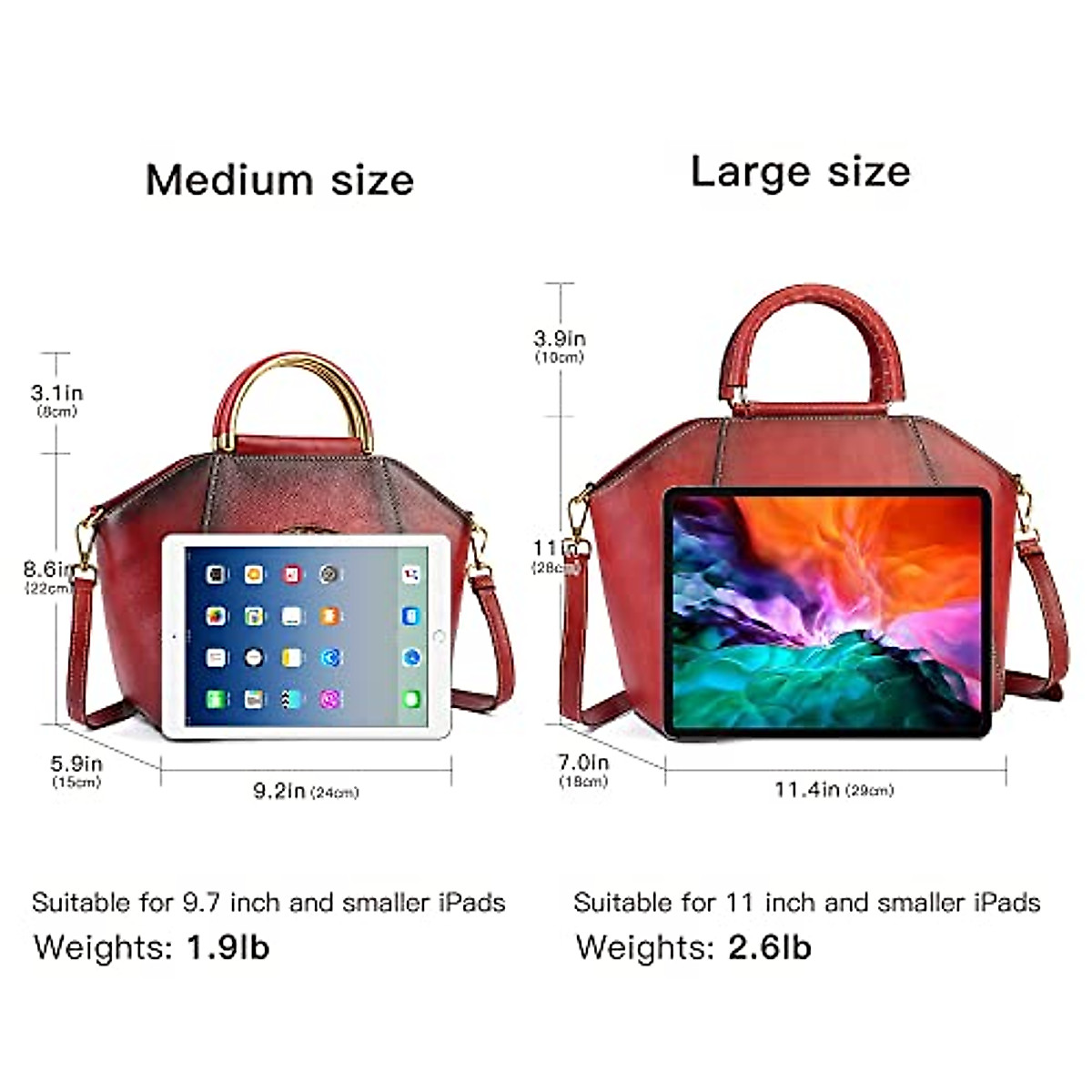 Genuine Leather Handbags for Women, Organizer Top Handle Satchel Vintage Embossing Totem Shoulder Bag