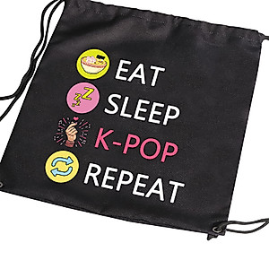 CMNIM K-POP Makeup Bag Eat Sleep Repeat Travel Pouch Merchandise Gift for Women Girl (Black DB)