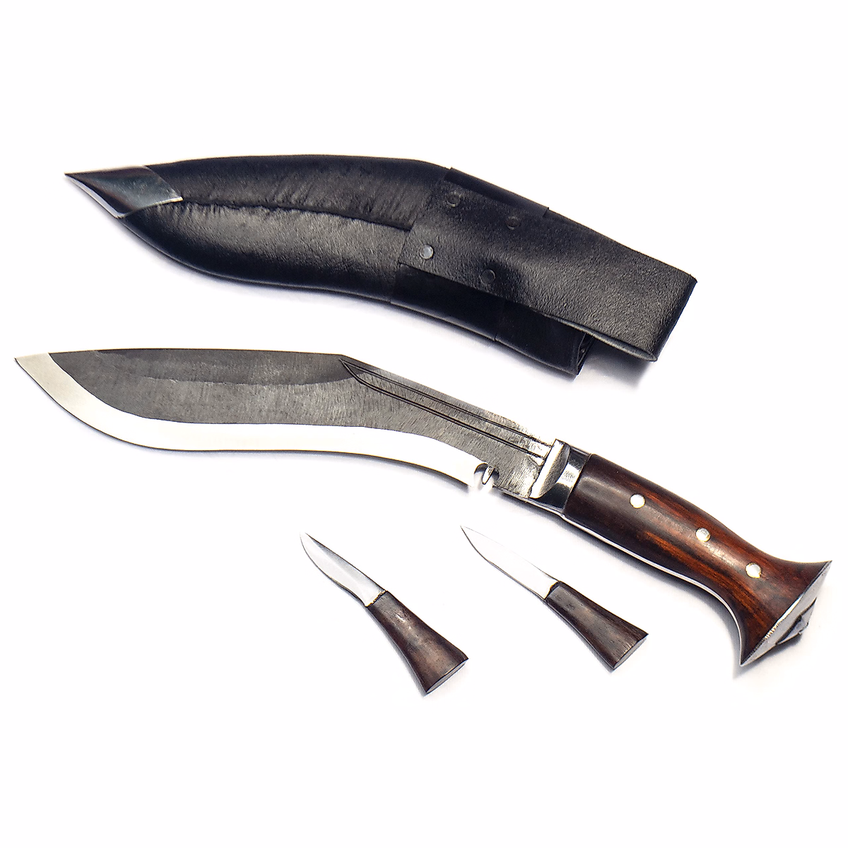 ESK GROUP Panawal Kukri Knife – 10 Inch Blade, 5 Inch Rosewood Handle with buffalo Leather Sheath and two small knives (Karda and Chakmak) - Handmade in Nepal