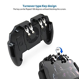 Acupress Mobile Game Controller with Cooling Fan/Phone Holder/Finger Sleeves for Most of the Mobile FPS Games Including Fortnite, PUBG,Knives Out, Cross Fire, for 4.7"-6.5" iOS Android Phones