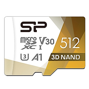 Silicon Power 512GB Micro SD Card U3 V30 SDXC Memory Card with Adapter for Nintendo-Switch and Drone