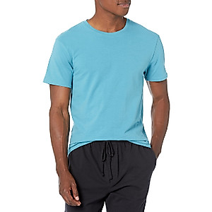 Hanes Men's Crew Undershirts, Moisture-Wicking Stretch Cotton Tee, 3-Pack, Chambray Jade, Black, Concrete Heather
