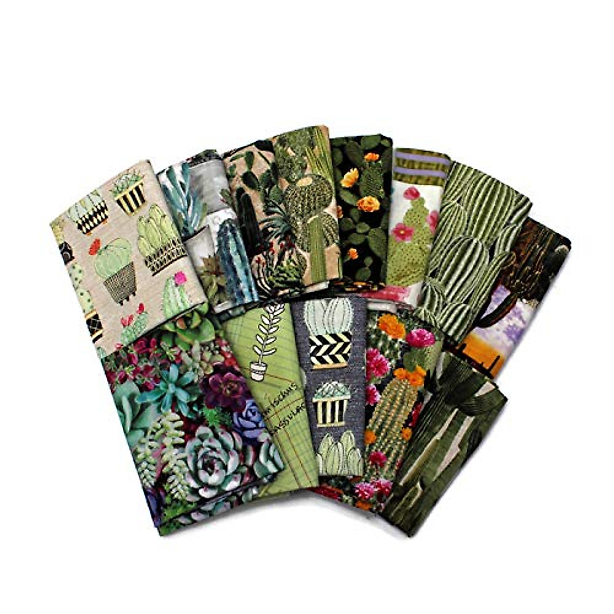 10 Fat Quarters - Cactus Cacti Desert Plants Flowers Southwest Fabrics Quality Quilters Cotton Assorted Fat Quarter Bundle M491.12