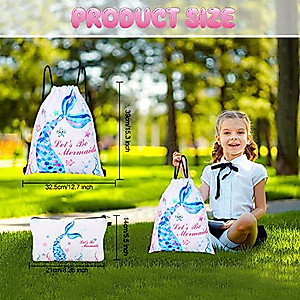 RHCPFOVR Mermaid Gifts for Girls - Drawstring Backpack,Makeup Bag,Bracelet,Necklace for Party Favors