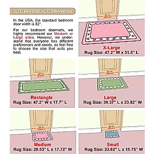 FAONIE Pretty Floral Rural Style Romantic Rose Flower Rug Shaggy Area Rugs Soft Non-Slip Doormat Floor Mat Bath Mat Bathroom Shower Rug Bedroom Living Room Carpet (Light Green, M)