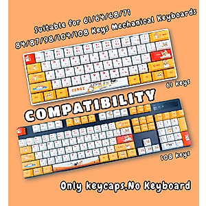 POPKEEY Corgi Dog Japanese Keycaps for Cherry MX Switches Cute Pets Mechanical Gaming Keyboard, PBT Key Caps Set（Japanese Version）