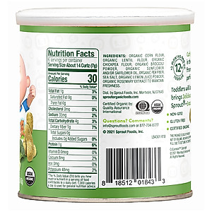 CoComelon Sprout Organic Baby Food, Toddler Snacks, Broccoli Plant Power Curlz, 1.48 Ounce(Pack of 6)