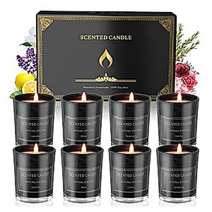 Home Scented Candles, 8 Pack Aromatherapy Jar Candles Smoke-Free Strong Fragrance Long Lasting, 8 Fragrances Scented Candles Gift Set for Women, Perfect for Valentine Birthday Mother's Day Gift