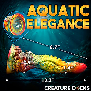 CREATURE COCKS Majestic Merman Silicone Dildo for Men, Women & Couples. Firm and Flexible, Strong Suction Base, Fantasy Dildo, Unique Texture. Premium Phthalate-free & Body-safe Silicone 1 Piece, Rain