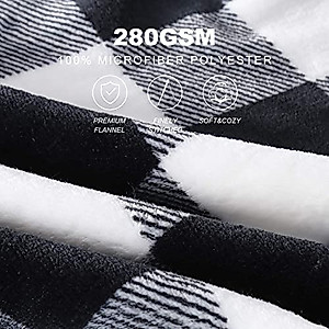 Fomoom Buffalo Plaid Blanket, Buffalo Blanket for Couch Bed Sofa Chair, Soft Cozy Flannel Black White Check Pattern Decorative Blanket, Lightweight Fuzzy Buffalo Throw Blanket, 90x108 Inch