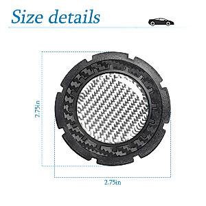AUCELI 2 PCS Car Cup Holders, 2.75 Inch Carbon Fiber Coasters, Non-Slip Bottle Pad Embedded in Cup Mat, Durable Insert Drink Coaster, Universal Vehicle Interior Accessories (Silver/StyleB)
