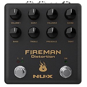 NUX Fireman Distortion Effect Pedal Dual Channel Brown Sound