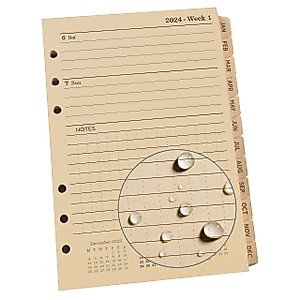 Rite in the Rain 2024 Dated Weekly Loose Leaf Calendar Set, 5” x 7”, Tan Sheets, 365 Days (No. PL2024W)