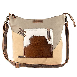 SIXTEASE Womens Shoulder Bag Vintage Style Shoulder Bags for Women - Made with Genuine Leather, Upcycled Canvas, or Hair On - Handmade, Adjustable Strap, Brass and Zinc Hardware - Hestia