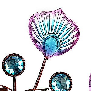 QMCAHCE Peacock Tail Plugin Wind Spinner Windmill 360 Swivel Outdoor Garden Metal Wind Spinner Yard Decor for Patio/Lawn/Garden Windmill Decoration (Blue)