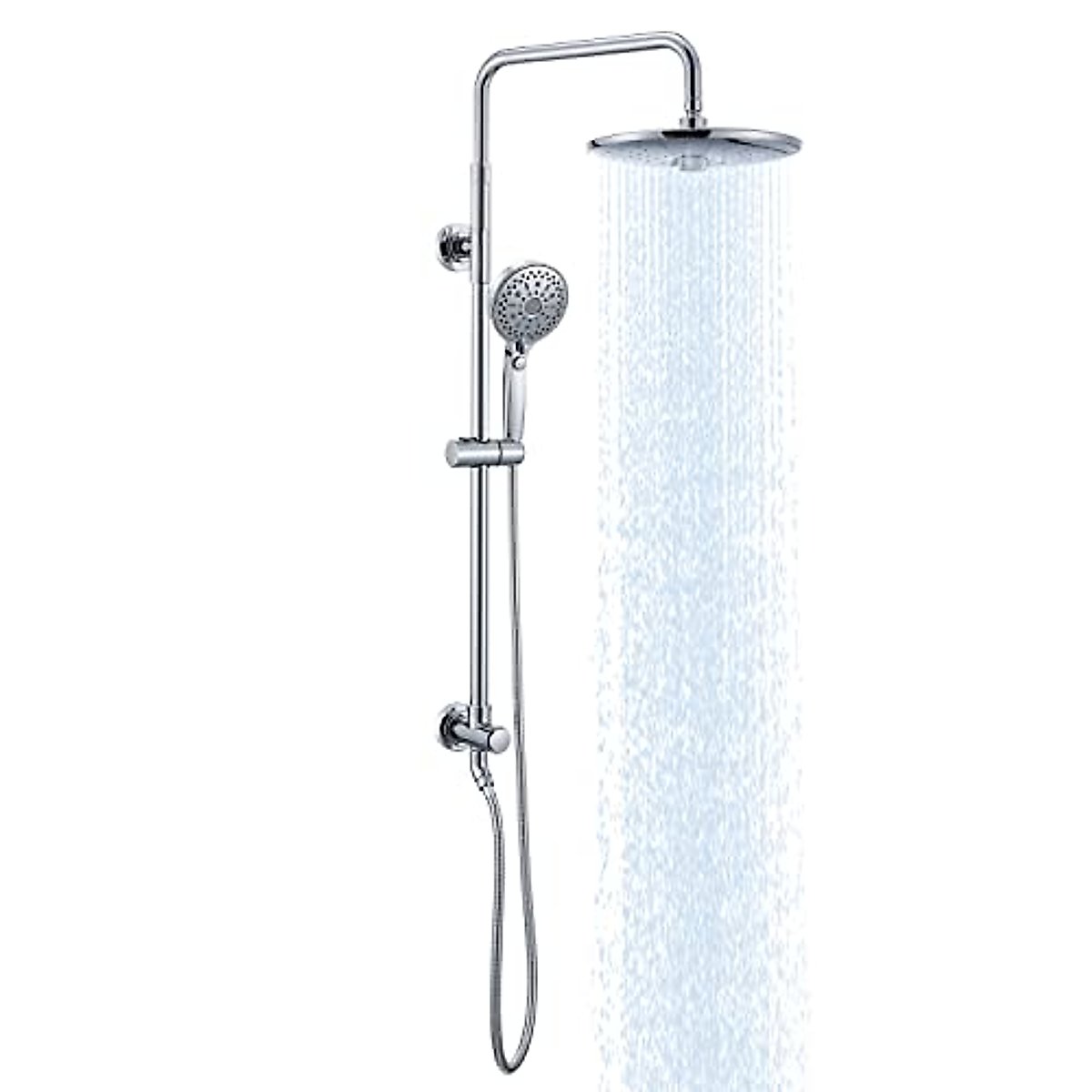 Shower System Slide Lanhado 10” Rain Shower System with 11+1 Multi Functions Handheld Spray High Pressure Shower Faucet Set Shower Slide Bar Chrome Polished
