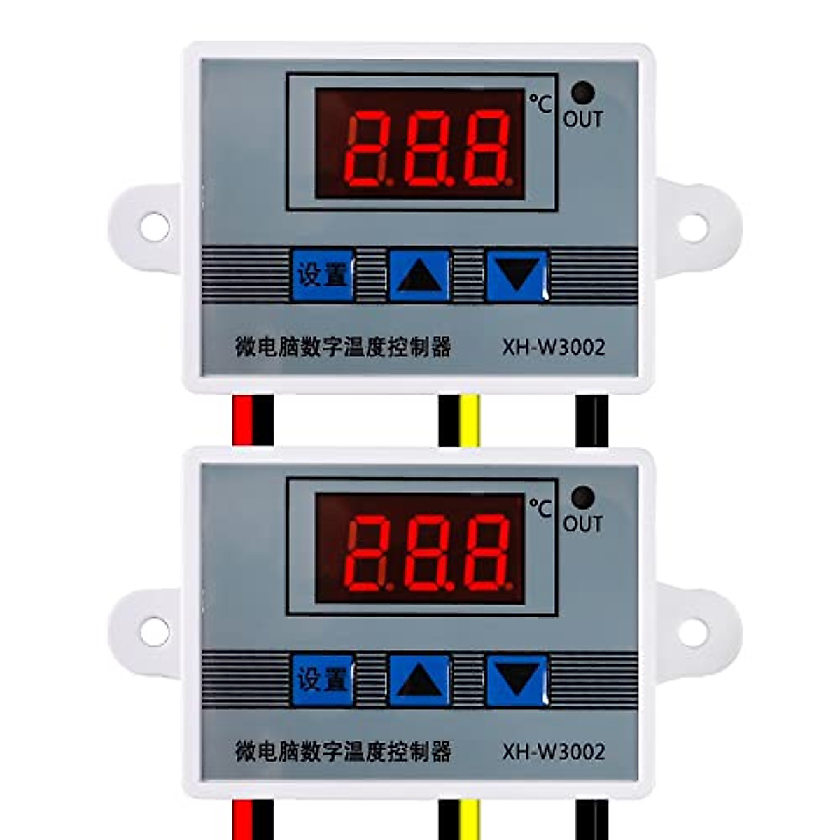 2Pcs W3002 Digital Temperature Controller 12V LED Thermostat Thermoregulator Heat Cool Temperature Thermostat Control Switch Probe with Waterproof Sensor XH-W3002 Meter Fridge Water Heating Cooling