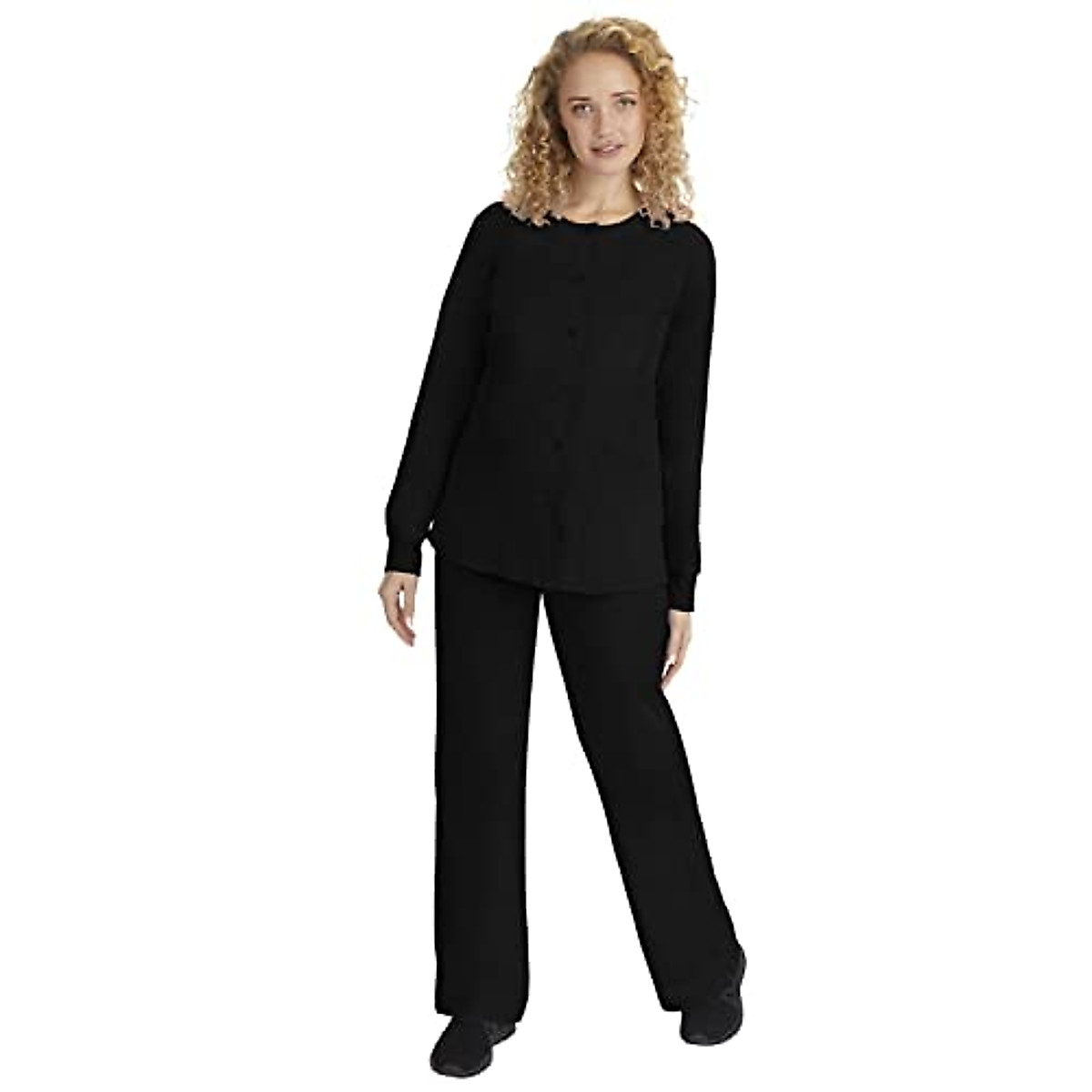 Healing Hands Womens Scrub Jacket 5 Pocket Purple Label 5063 Daisy Snap-up Scrubs Women Jacket Black L