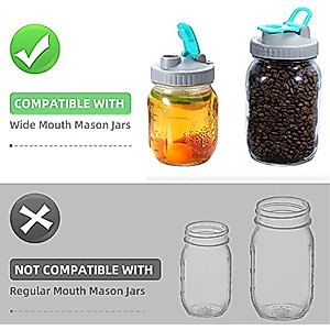 6 Pack Wide Mouth Flip Cap Mason Jar Lids for Ball Mason Jars, with Airtight Seal & Leak-proof, Easy Pouring Spout (Jars not Included) (3blue+3green)