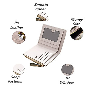 QingLuo Cat Embroidered Canvas Purse Minimalist Jeans Style Buckle Wallet for Christmas Birthday Present(Pink)