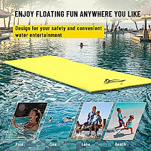Unovivy Floating Water Mat, 12' × 6' Lily Pad Floating Mat, 3-Layer Foam Water Floating Pad for Water Recreation and Relaxing, Thick and Durable Water Activities Mat for Lake, Oceans