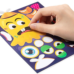 MALLMALL6 40Pcs Halloween Monsters Make a Face Stickers Sheets for kids Make Your Own Little Monster Party Favors Supplies Art Crafts DIY Creative Project Birthday Baby Shower Decor for Kids