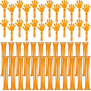 ZCYSRLQIN 48 Pcs Noisemakers Include 24 Hand Clappers 24 Thunder Sticks Cheer Noise Makers for Sporting Events Football Games School Team Spirit Items Party Favors Dance (Orange)