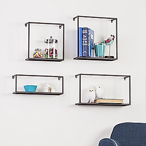 SEI Furniture Zyther Contemporary Metal Wall Shelves, 4 pc Set, Antique Black