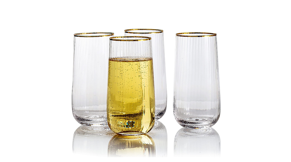 Lysenn Stemless Champagne Flutes Set of 4 - Elegant and Durable Glasses