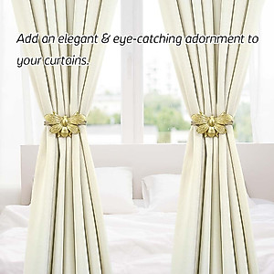 Curtain Holdbacks, Gift Set of 2, Resin Magnetic Curtain Tiebacks Golden Flying Bee Curtain Holders, Decorative Curtain Ties for Drapes, Outdoor Home Office Farmhouse Curtain Decorative Accessories