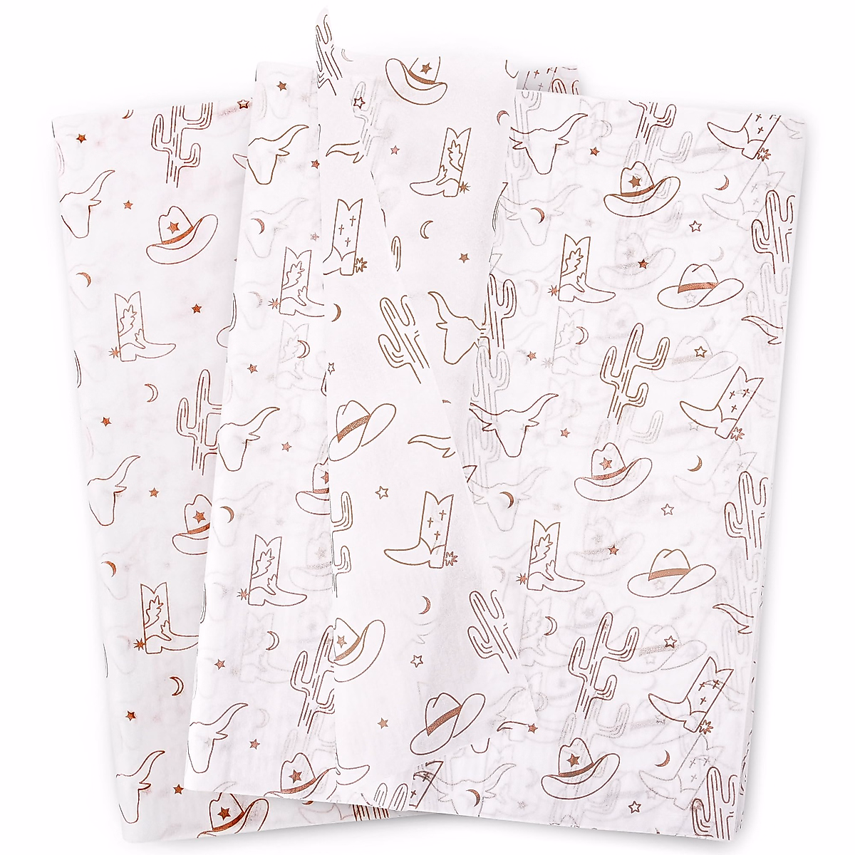 Hi Sasara 60 Sheets Western Cowboy Cowgirl Tissue Paper Bulk,14 x 20 inch,Brown Cow Boy Hat and Cow Boy Boots Tissue Paper for Gift Bags,White Cow Boy Girl Tissue Paper for Birthday (Brown)