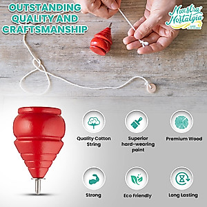 Authentic Spinning Tops Classic Wooden Trompos [Set of 3]