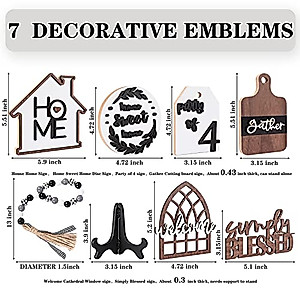 Farmhouse Two Tiered Tray Decor Set - with 7 Pcs Wooden Tier Tray Decor Signs for Home Kitchen Dinning Table Shelf Coffee Station Entryway Decorations