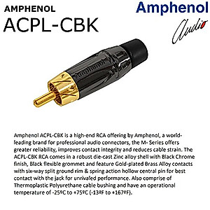 1 Foot – High-Definition Audio Interconnect Cable Pair CUSTOM MADE By WORLDS BEST CABLES – using Mogami 2964 wire and Amphenol ACPL Black Chrome Body, Gold Plated RCA Connectors