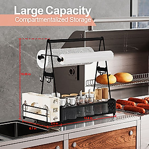 Utensil Caddy for Countertop, BBQ Silverware Caddy Condiment Caddy, Picnic Flatware caddy with Handle and Utensil Cutlery Holder for Grilling, Utensil Cutlery Caddy for Camping, Kitchen(Black)