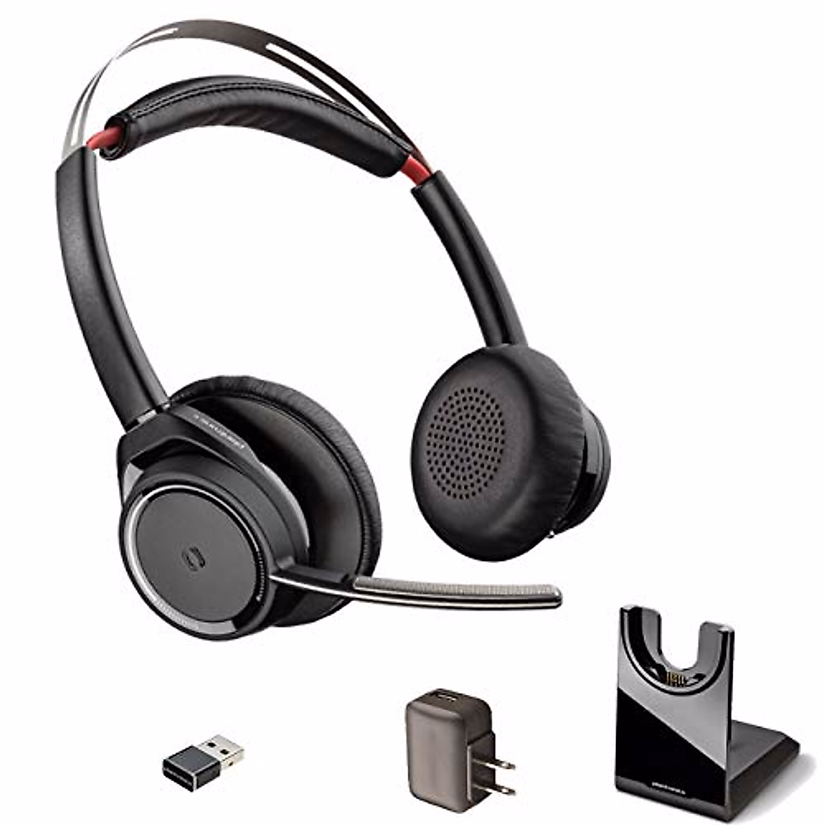GTW Bundle Plantronics Voyager Focus UC Bluetooth Headphones - MS 202652-02-B, Compatible with Teams, Zooms, Meet, Streaming Music, Smartphones, PC, MAC, Tablet, Dongle with Charger