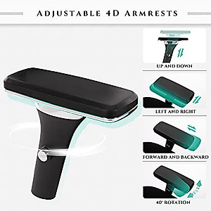 Big and Tall Office Chair 500lbs, Heavy Duty Ergonomic Mesh Chair, Computer Executive Desk Chair with Wide Thick Seat, 4D Armrests, Adjustable Lumbar Support and Tilt-Black