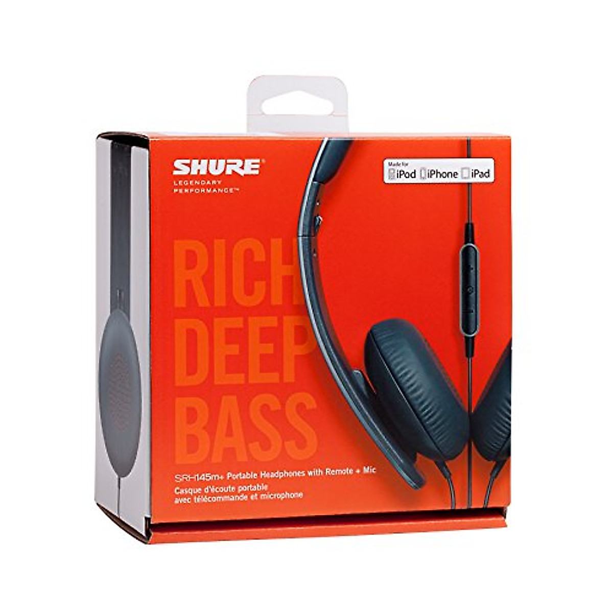 Shure SRH145m+ Portable Collapsible Headphones with Remote + Microphone Compatible with All Apple iOS Devices