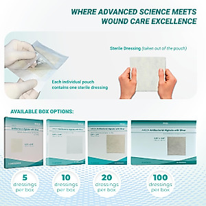 Silver Alginate (Antibacterial Alginate with Silver) 4.25"x4.25" Sterile; 5 Wound Dressings Per Box (1) (4.25" X 4.25") (1) Areza Medical
