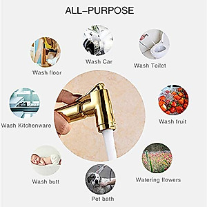 MINJING Bidet Faucet Gold, Hot and Cold Water Mixer Bidet Sprayer, Single Handle Wall Mount Bathroom Toilet Bidet Faucet, Handheld Bidet Sprayer for Toilet